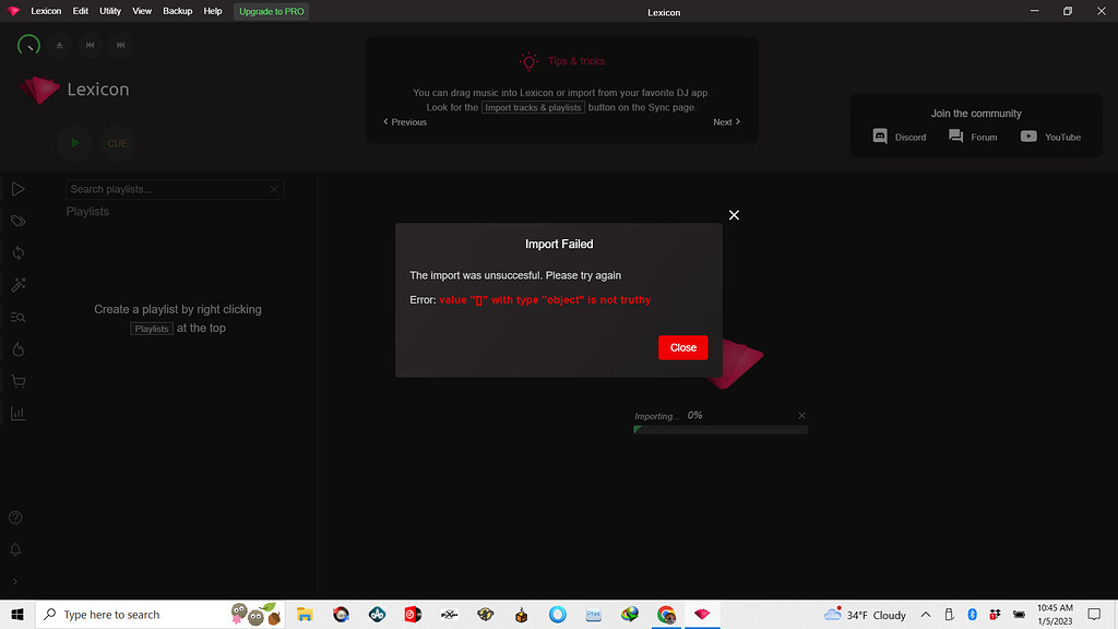 Database will not upload - Bug Reports - Lexicon